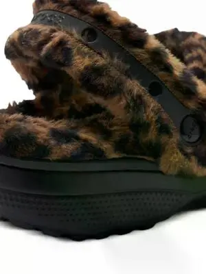 CROCS Classic Unfurgettable Leopard-print Faux-fur Mules