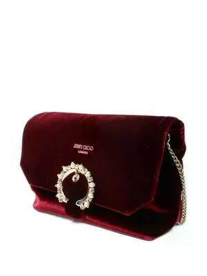 JIMMY CHOO Madeline Embellished Velvet Shoulder Bag