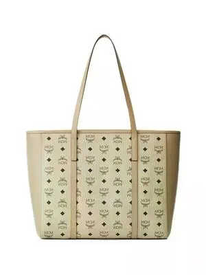 Mcm Medium Toni Visetos Logo-print Tote Bag - Neutrals