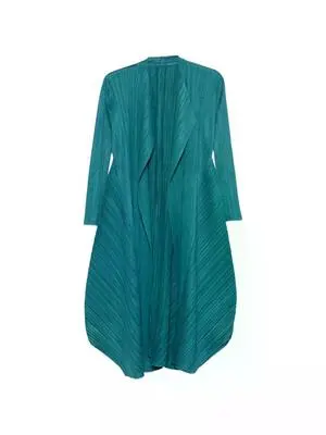 Issey Miyake Pleated Open-front Coat - Blue