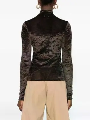 FORTE_FORTE Crushed-velvet High-neck Long-sleeved T-shirt