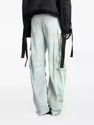 Attico Crystal-embellished Cargo-pocket Jeans