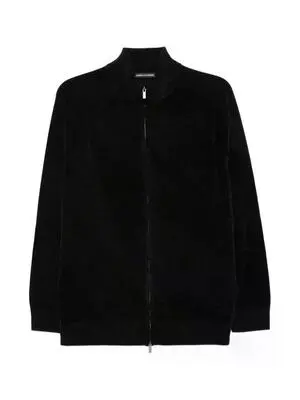 DANIELE ALESSANDRINI Zip-up Ribbed-trim Cardigan - Black