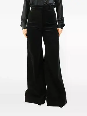 G. Velvet Wide-leg Trousers - Black