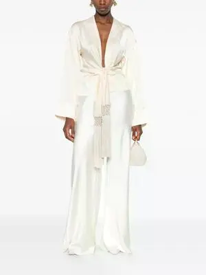 Andamane Fringe-trim Tie-front Blouse