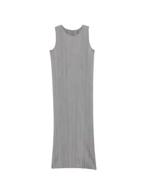 Issey Miyake Pleated Sleeveless Midi Dress - Grey