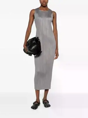 Issey Miyake Pleated Sleeveless Midi Dress