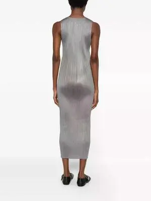 Issey Miyake Pleated Sleeveless Midi Dress