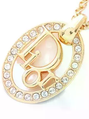 Dior Oblique Rhinestone Necklace - Gold