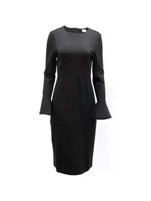 Iris & Ink Helga Fluted-sleeve Dress - Black