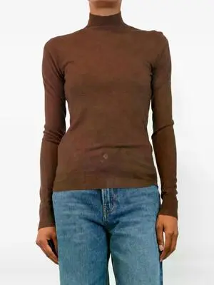 JOSEPH Turtle-neck Cashmere Sweater - Brown