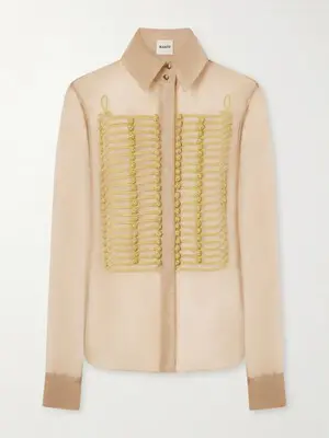 Khaite Ivy Silk-organza Blouse - Neutrals