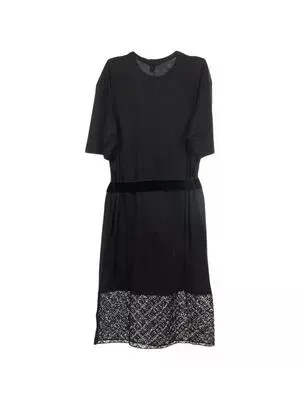LOUIS VUITTON 2020 Lace-hem Belted Midi Dress