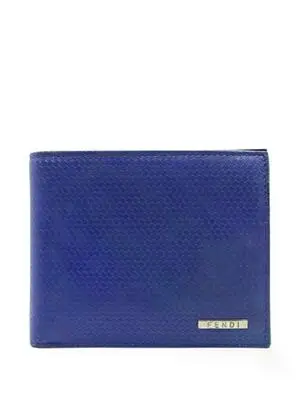Fendi Textured Logo-plaque Wallet - Blue