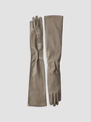 Prada Leather Long Gloves - Grey