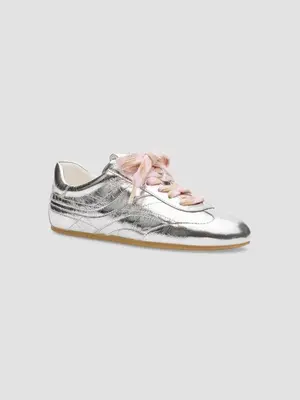 STUART WEITZMAN Vander Contrast-lace Lamé Low-top Sneakers