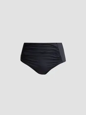 Johnny Was Ruched High-waisted Bikini Bottom - Black