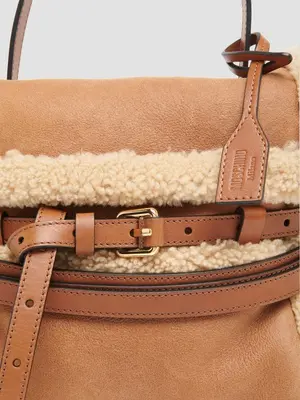 Moschino Tie Me Shearling-trimmed Top Handle Bag