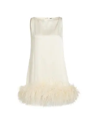 Lapointe Satin Feather-hem Shift Minidress