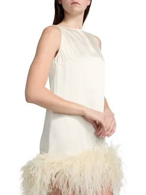 Lapointe Satin Feather-hem Shift Minidress