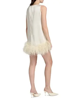 Lapointe Satin Feather-hem Shift Minidress