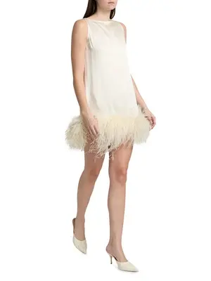 Lapointe Satin Feather-hem Shift Minidress