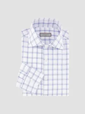 Canali Plaid Cotton Sport Shirt - Blue