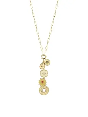 Hueb Penka 18k 0.51 Tcw Diamond & Multi-stone Charm Necklace - Yellow Gold