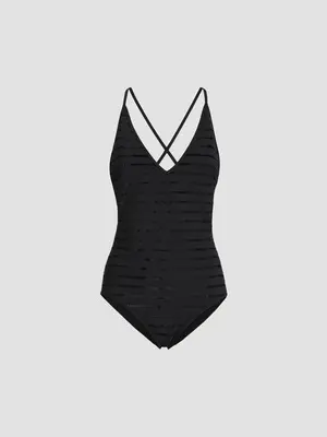 Brunello Cucinelli Techno Jersey Bathing Suit With Precious Collar - Lignite