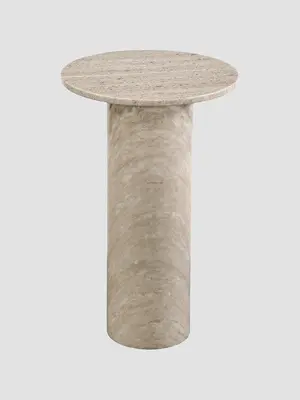 BASSETT MIRROR Clancy Marble Accent Table - Light Beige