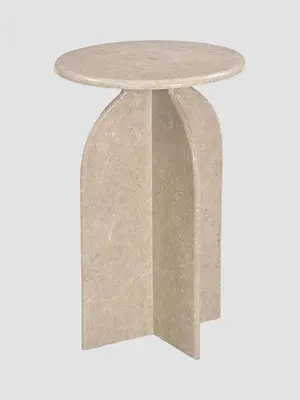 BASSETT MIRROR Asher Feather Marble Accent Table - Sand