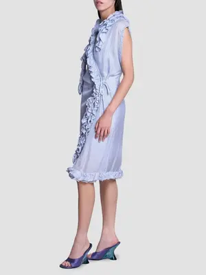Dries Van Noten Dematis Ruffled Striped Wrap Knee-length Dress