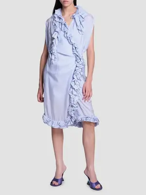 Dries Van Noten Dematis Ruffled Striped Wrap Knee-length Dress