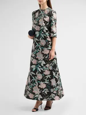 REEM ACRA After Midnight Brocade Caftan