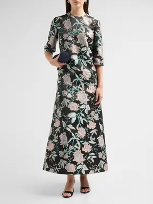 REEM ACRA After Midnight Brocade Caftan