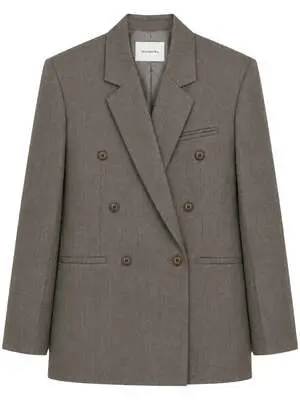 THE FRANKIE SHOP The Frankie Shop Double-Breasted Wool Blazer Jacket Beige