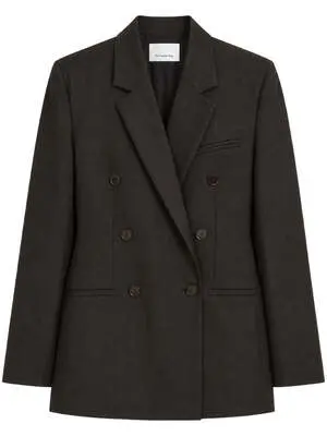 THE FRANKIE SHOP Double-breasted Wool Blazer Jacket - Brown