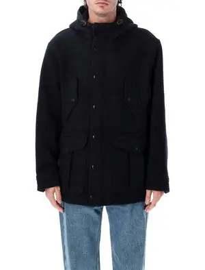 Filson Hooded Wool-blend Button Front Coat - Blu