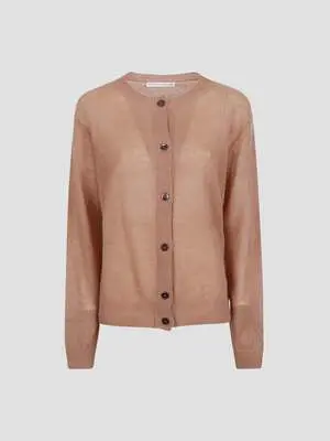 Studio Nicholson Crew Neck Mini Cardigan In Mohair Blend