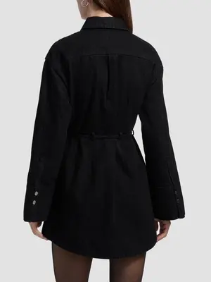 AMUR Denim Button-front Tie-waist Minidress