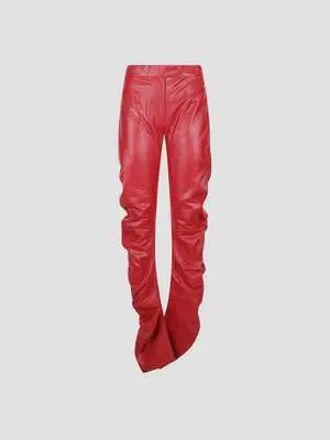 THE FRANKIE SHOP Jessa Ruched Leather Pants - Red