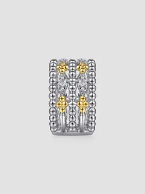 GABRIEL & CO Bujukan Sterling Silver, 14k Yellow Gold & White Sapphire Multi-band Ring