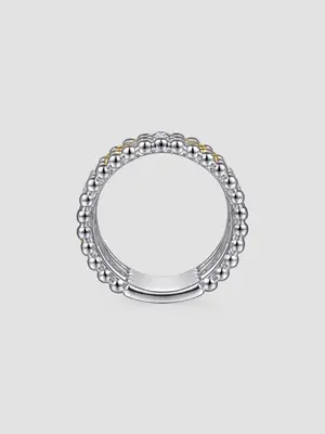 GABRIEL & CO Bujukan Sterling Silver, 14k Yellow Gold & White Sapphire Multi-band Ring