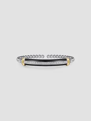 GABRIEL & CO Bujukan Sterling Silver, 14k Yellow Gold & Mixed-media Beaded Cuff
