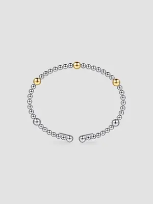 GABRIEL & CO Bujukan 14k Yellow Gold & Sterling Silver Beaded Bangle Bracelet