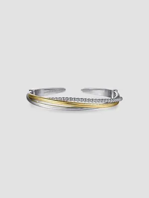 GABRIEL & CO Bujukan Sterling Silver & 14k Yellow Gold Triple-band Cuff/6 - Two Tone