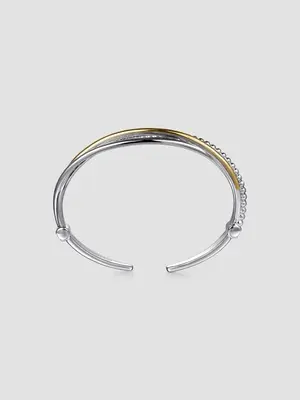GABRIEL & CO Bujukan Sterling Silver & 14k Yellow Gold Triple-band Cuff/6