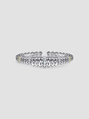 GABRIEL & CO Bujukan 14k Yellow Gold & White Sapphire Cuff - Sterling Silver