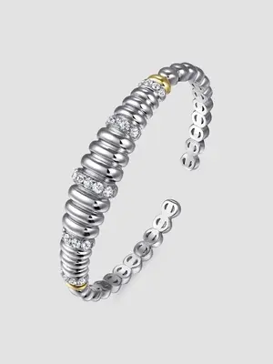 GABRIEL & CO Bujukan 14k Yellow Gold & White Sapphire Cuff