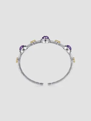 GABRIEL & CO Bujukan Sterling Silver, 14k Yellow Gold & Amethyst Cuff/6